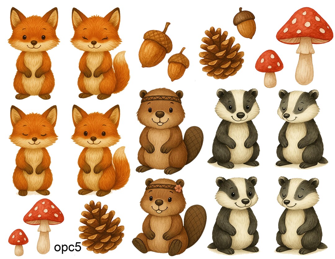 Fox, Badger, Squirrel, Otter, Beaver Iron-on Transfer, Autumn Iron-on ...