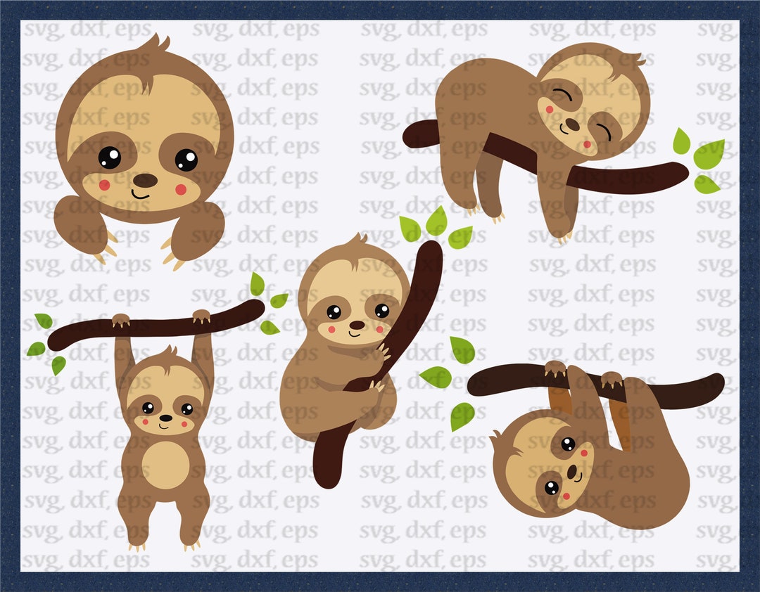Sloth Cut File Set 5 Designs SVGDXFEPS Plotter File - Etsy
