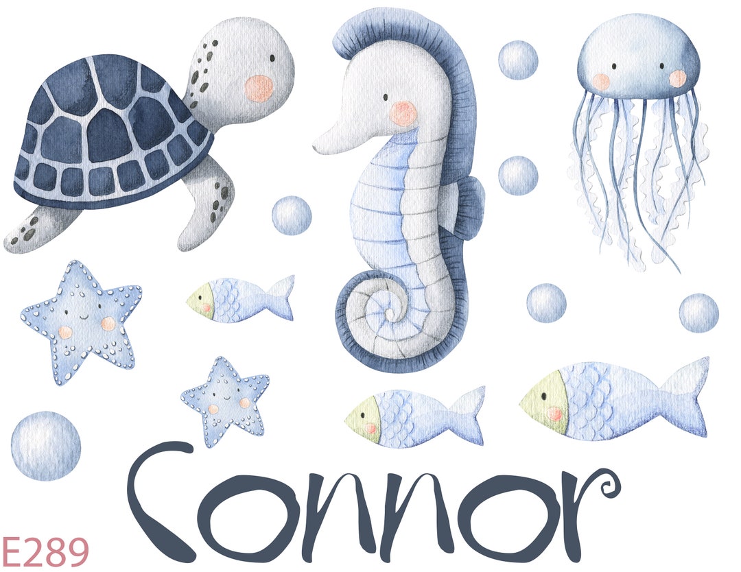 Sea Animals, Turtle Iron-on Image, Boy, Vinyl Sticker or Fabric Patch ...