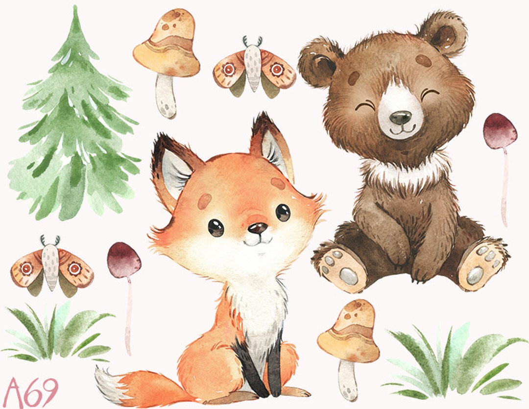 Vinyl Sticker Fuchs, Sticker Bär, Sticker Woodland, Sticker Waldtiere ...