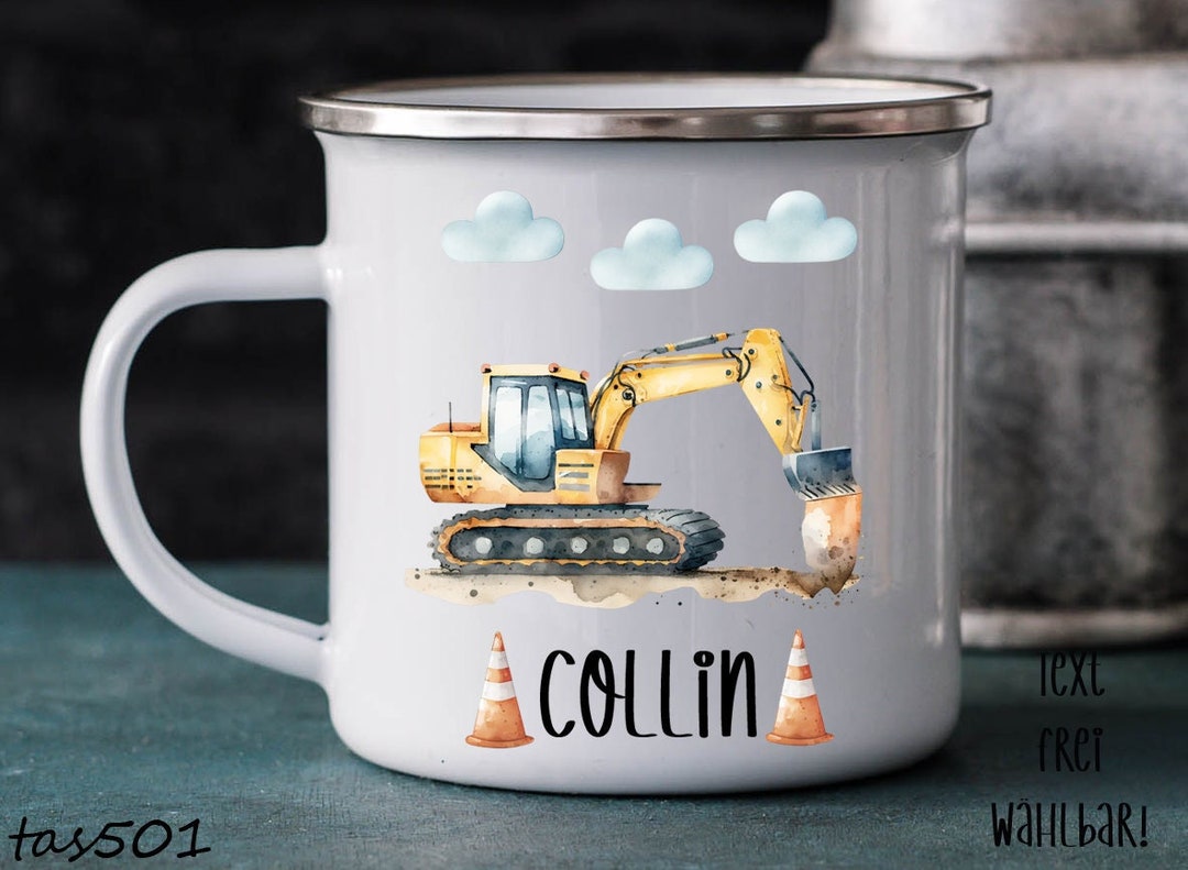 Construction Site Mug, Excavator, Crane, Truck, Ceramic, Plastic Cup ...