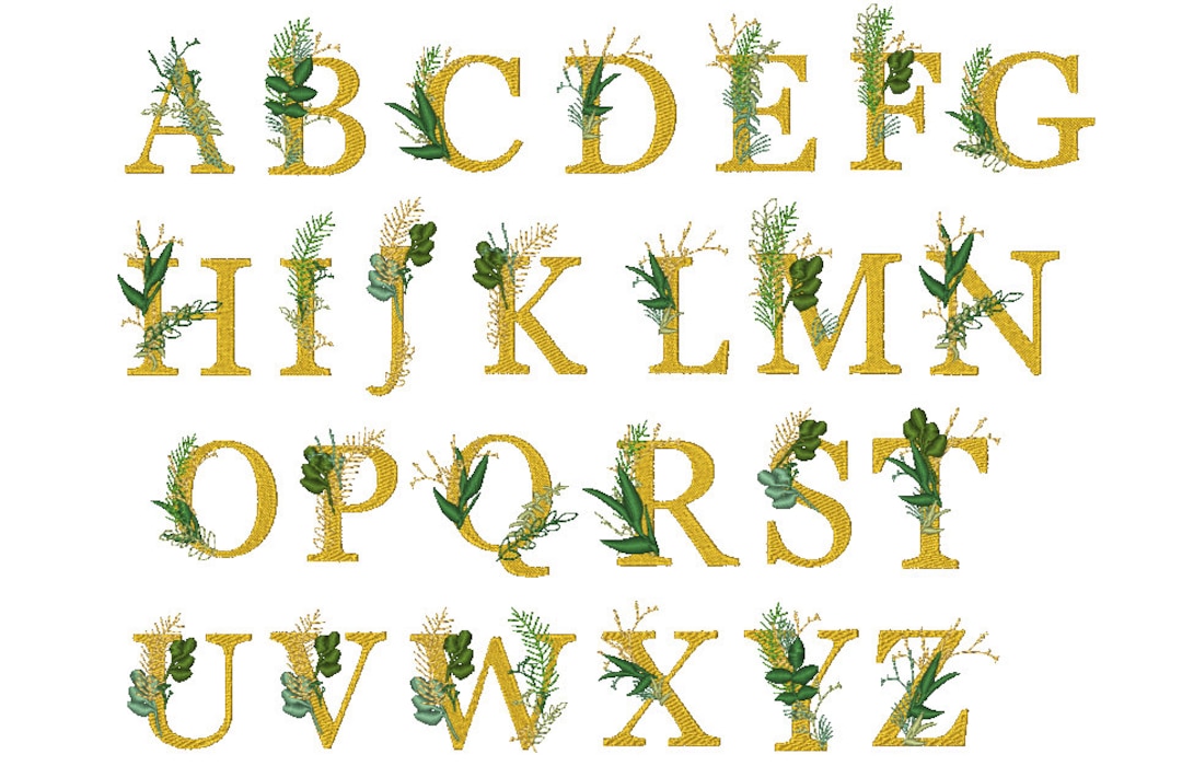 Flower Font Embroidery Design, 1.5 Inch, 2 Inch, 3 Inch - Etsy