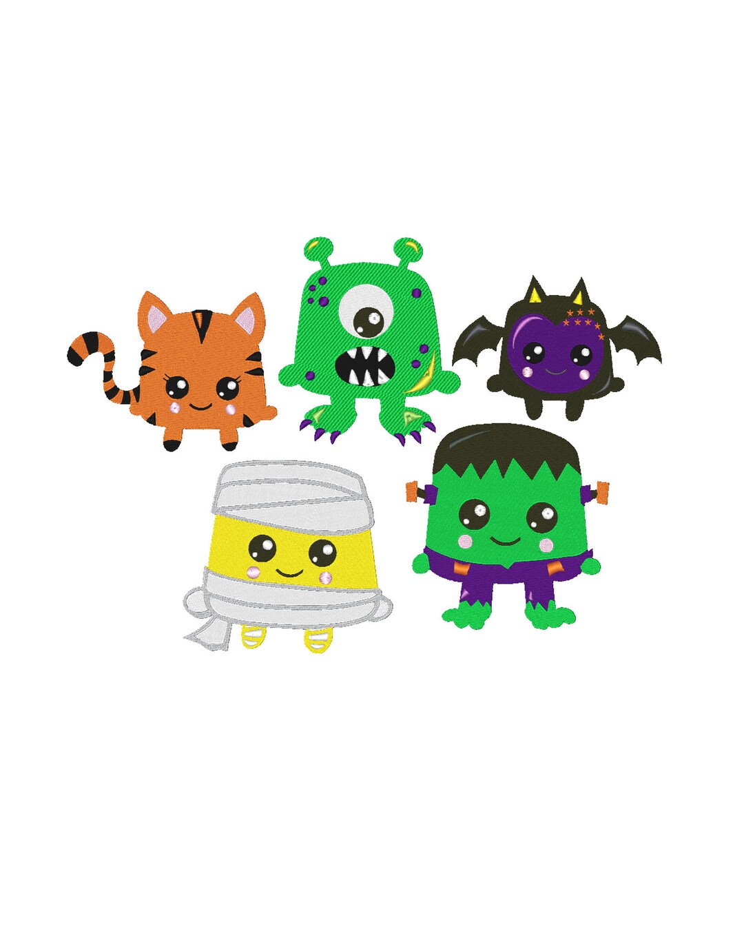 Monster Embroidery Design Set 4 Sizes , 4,5,6,7 Inch, Halloween ...