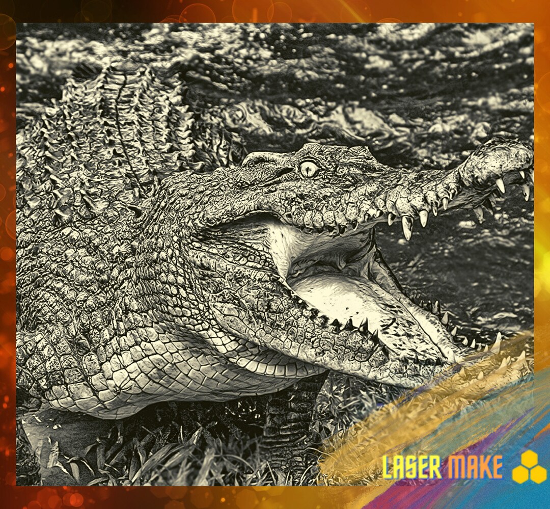 Digital Laser Cut File - Crocodile - Laser-ready-file-glowforge - Fiber ...