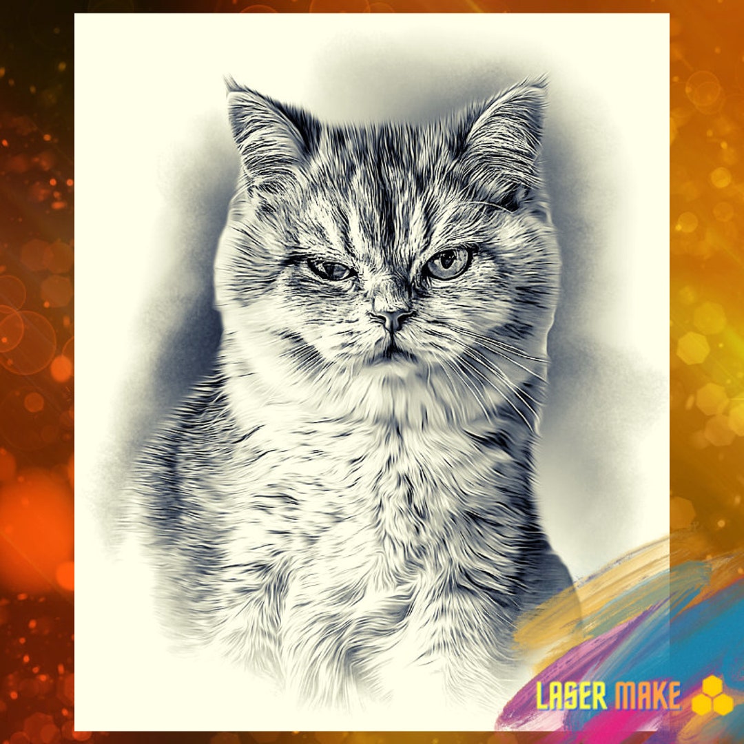 Digital Laser Cut File Cat Laser-ready-file-glowforge Fiber Laser File ...