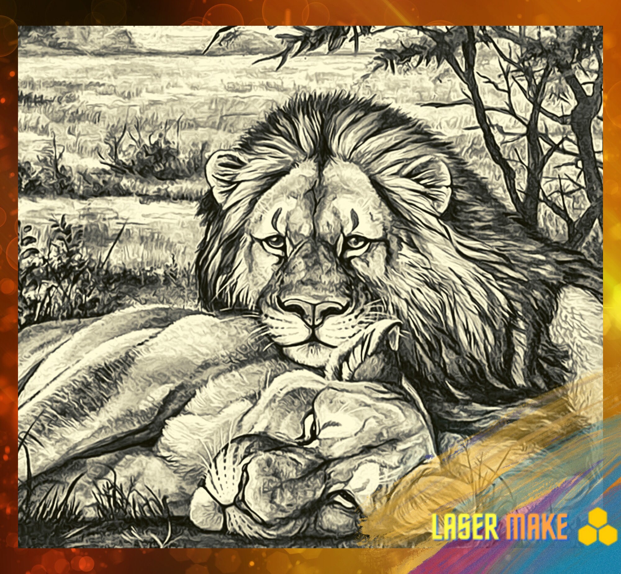 Digital Laser Cut File Lion Laser-ready-file-glowforge - Etsy