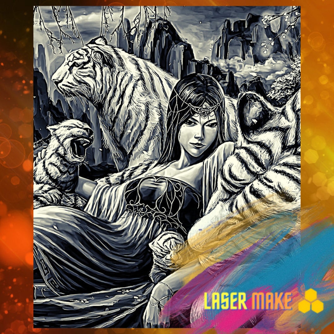 Digital Laser Cut File - Tiger Woman - Laser-ready-file-glowforge ...