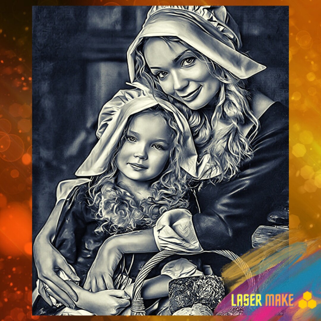 Digital Laser Cut File - Mom and Daughter - Laser-ready-file-glowforge ...
