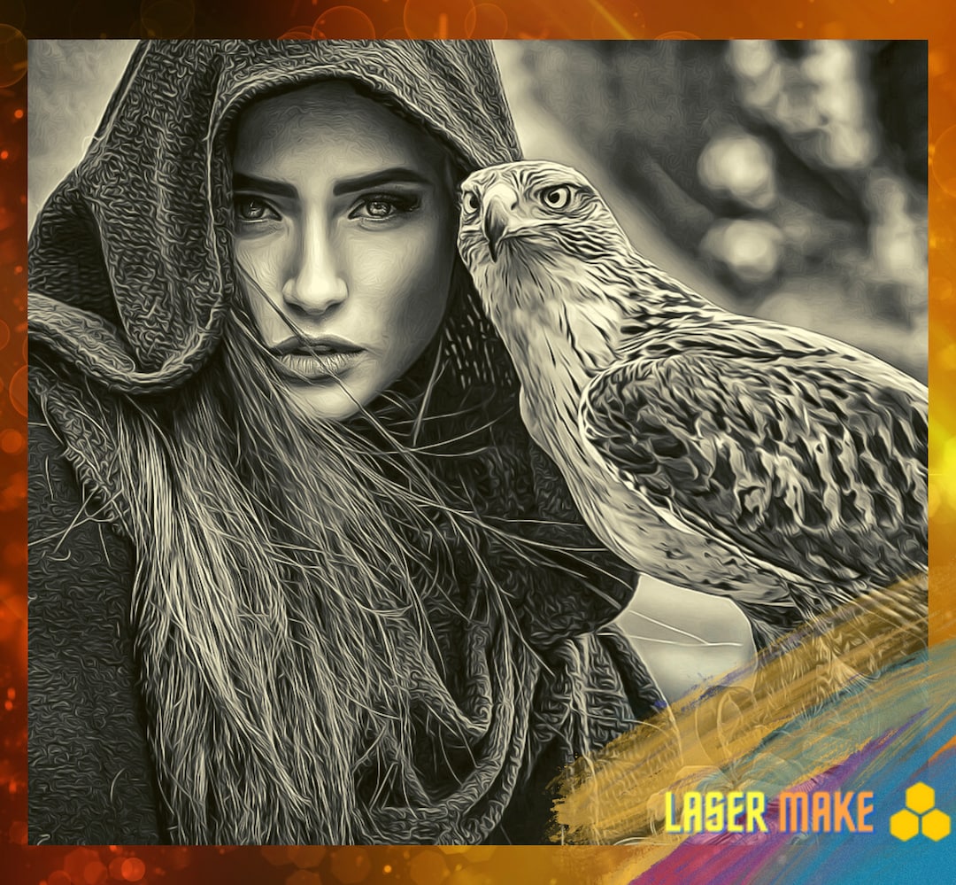 Digital Laser Cut File - Woman and Eagle - Laser-ready-file-glowforge ...