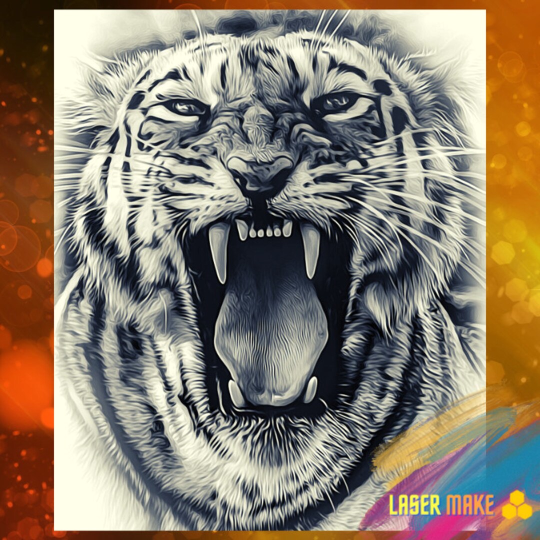 Digital Laser Cut File - Tiger- Laser-ready-file-glowforge - Fiber ...