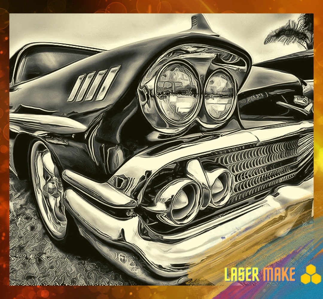 Digital Laser Cut File Retro Car Laser-ready-file-glowforge Fiber Laser ...