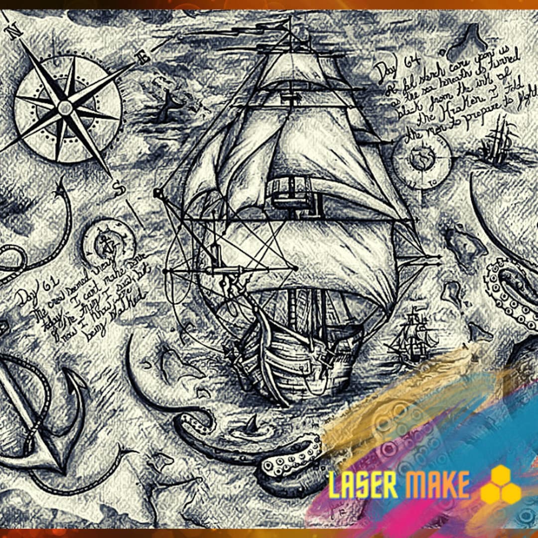 Digital Laser Cut File - Ship - Laser-ready-file-glowforge - Fiber ...