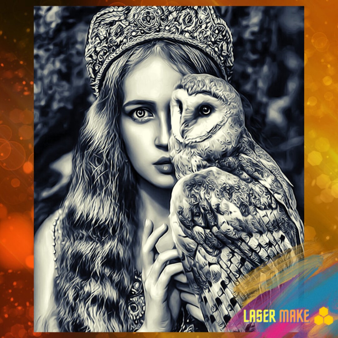 Digital Laser Cut File - Woman and Owl - Laser-ready-file-glowforge ...