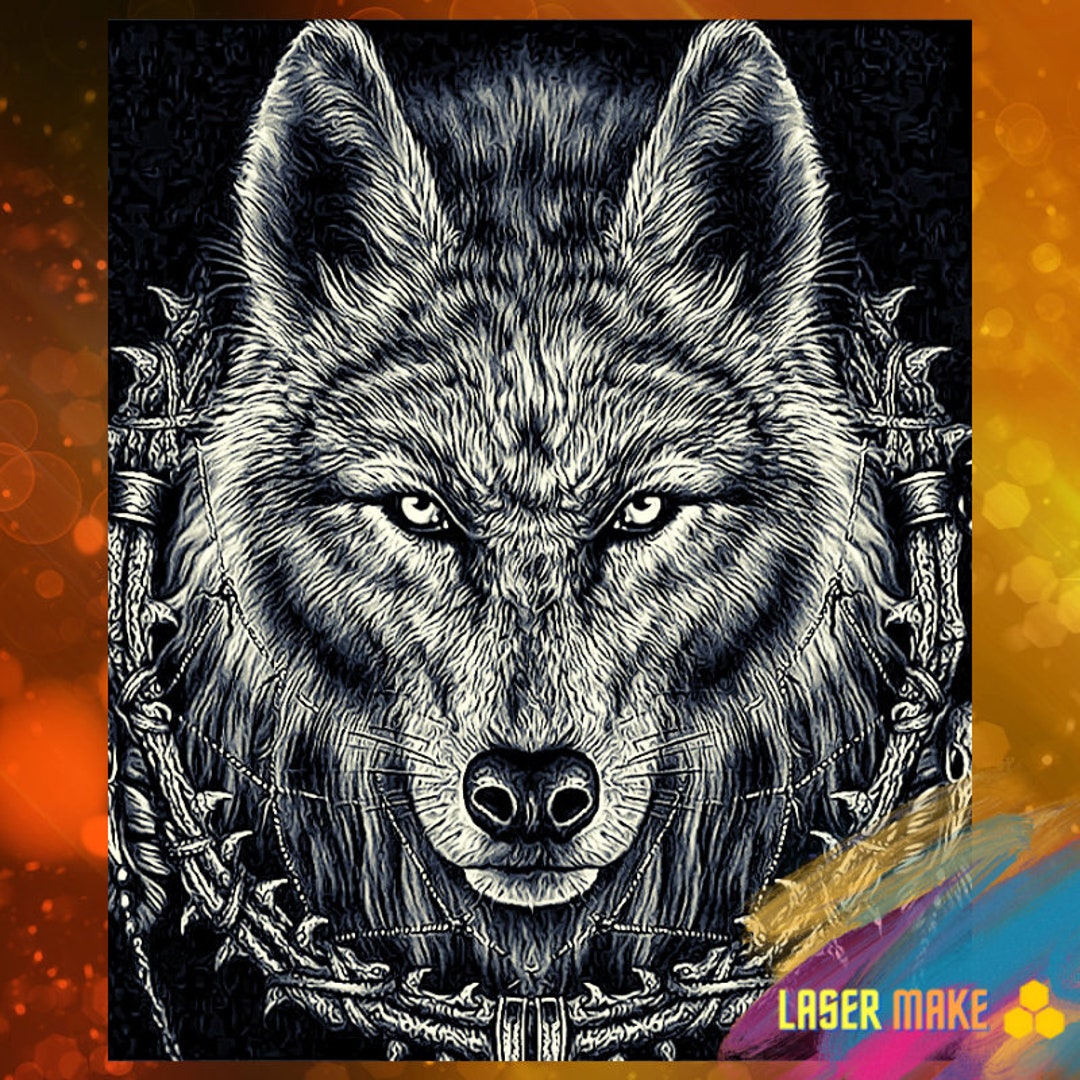 Digital Laser Cut File Wolf Laser-ready-file-glowforge Fiber Laser File ...