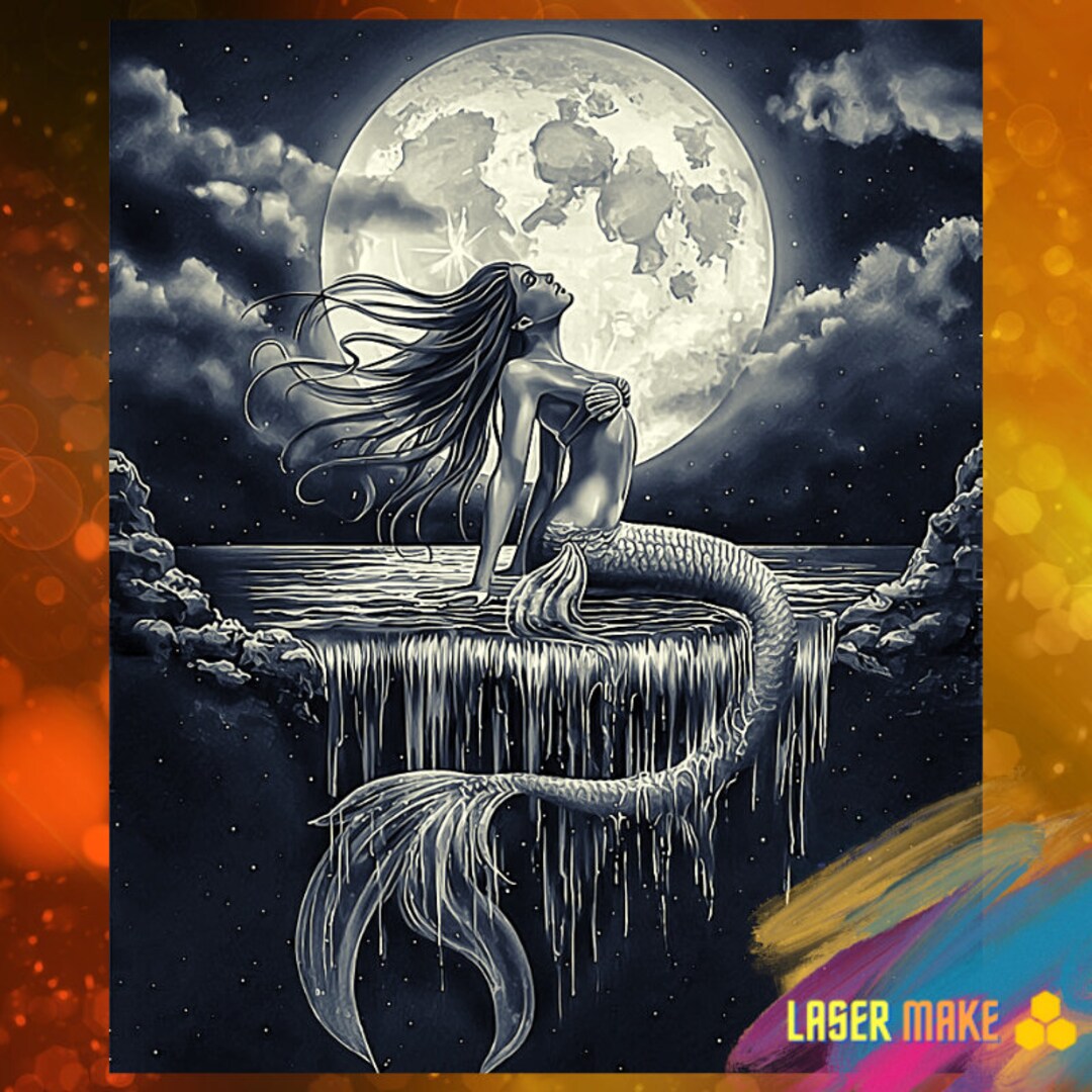 Digital Laser Cut File - Mermaid - Laser-ready-file-glowforge - Fiber ...