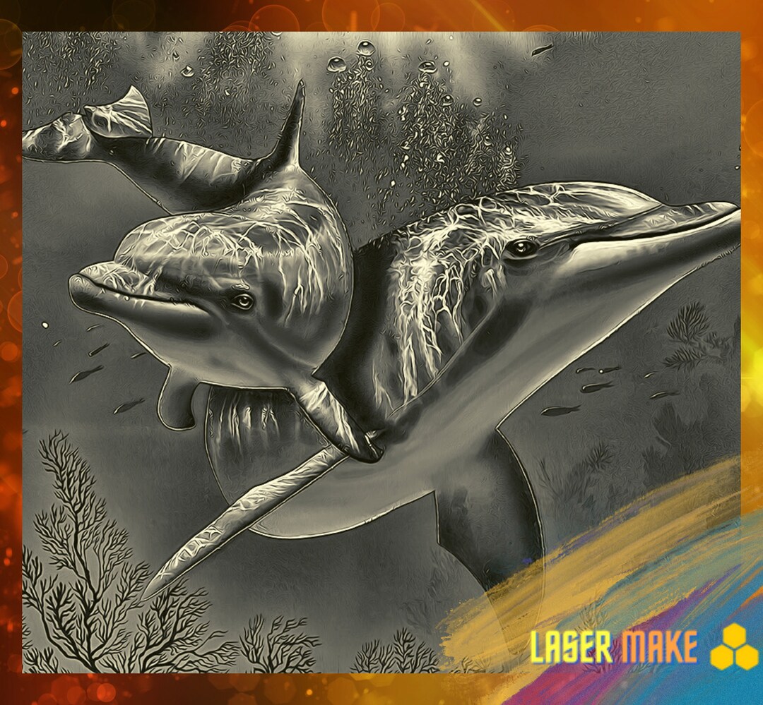Digital Laser Cut File - Dolphins - Laser-ready-file-glowforge - Fiber ...