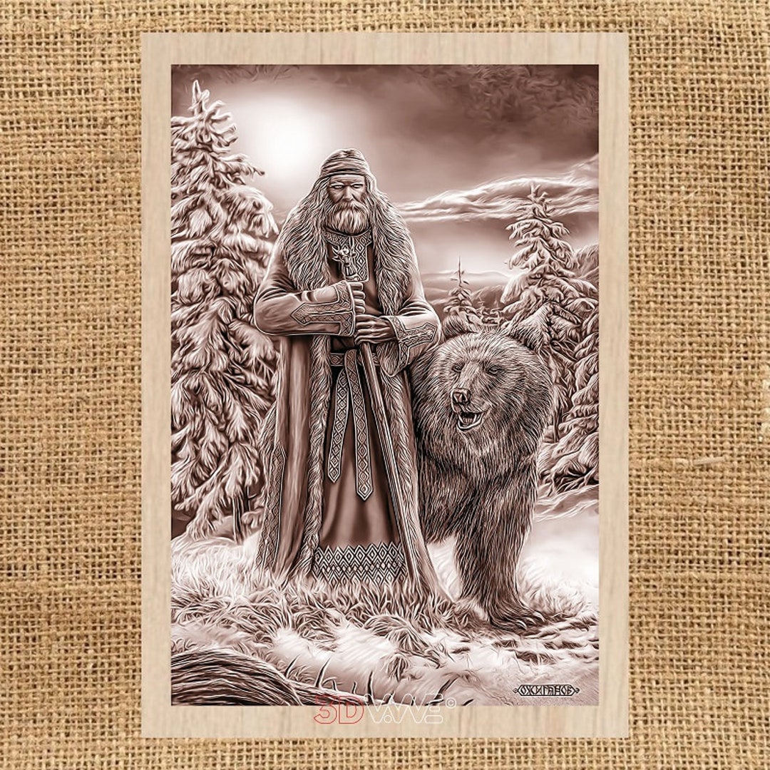 Digital Laser Cut File - Old Man & Bear Pyroprinter for Laser - Ready ...