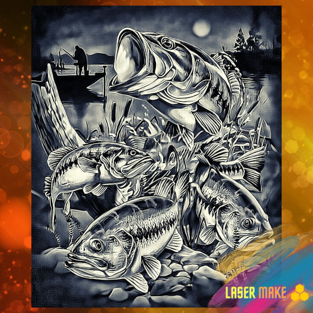 Digital Laser Cut File - Fishing - Laser-ready-file-glowforge - Fiber ...