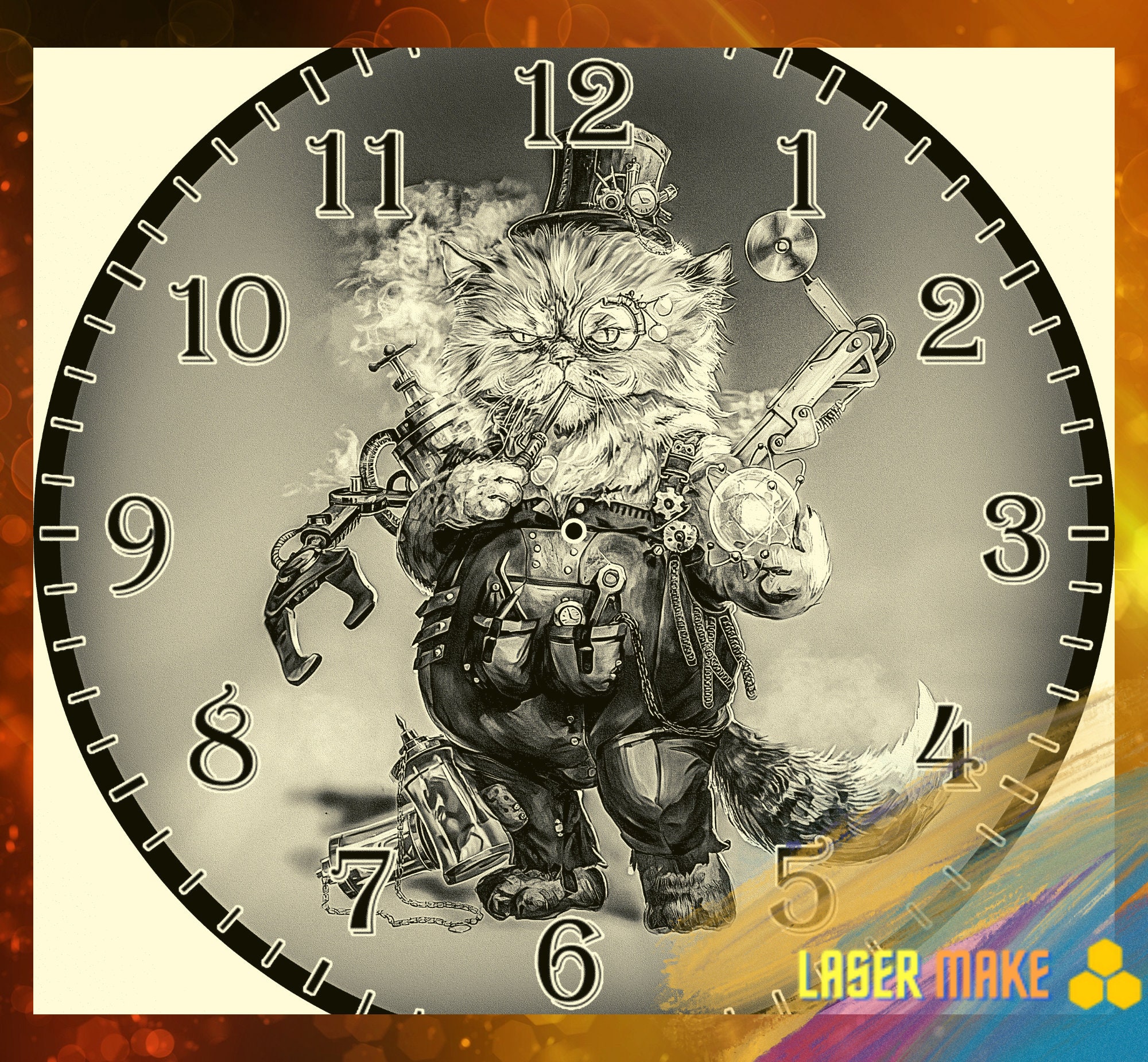 Digital Laser Cut File Clock Laser-ready-file-glowforge Fiber Laser ...