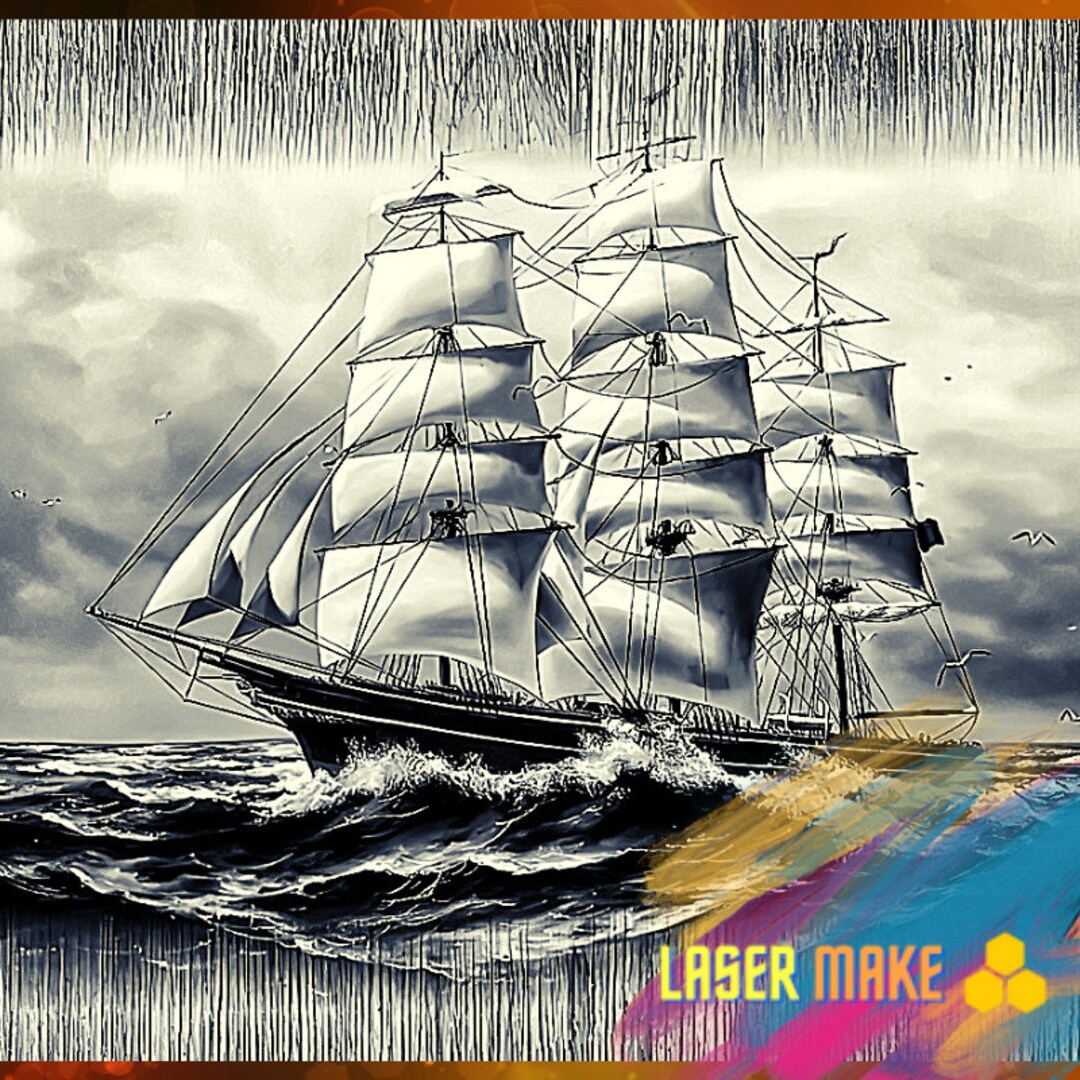 Digital Laser Cut File - Ship - Laser-ready-file-glowforge - Fiber ...