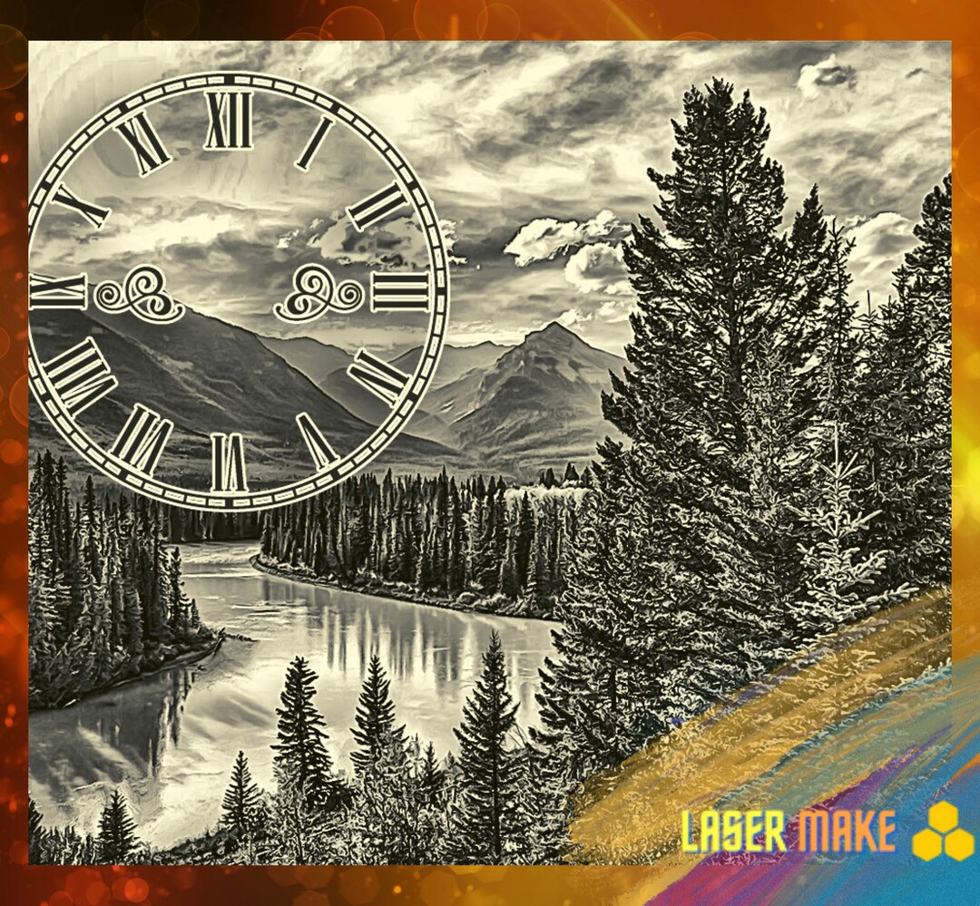 Digital Laser Cut File - Clock in Nature- Laser-ready-file-glowforge ...