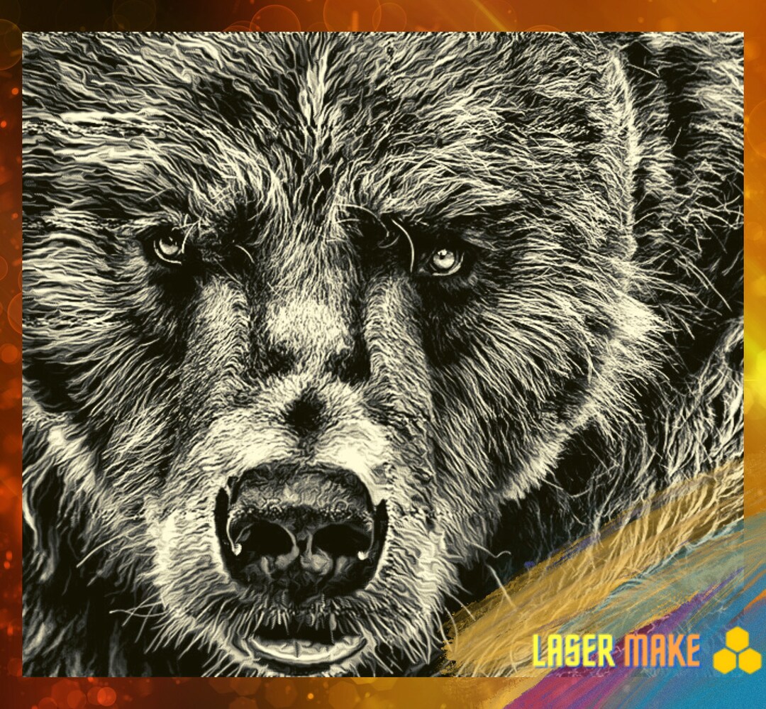 Digital Laser Cut File Bear Laser-ready-file-glowforge Fiber Laser File ...