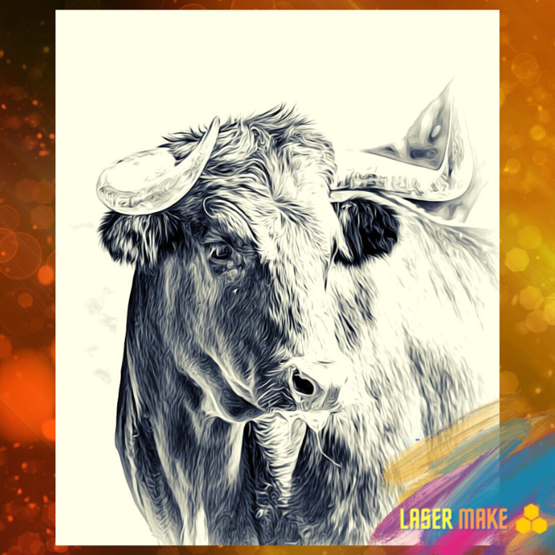 Digital Laser Cut File - Bull - Laser-ready-file-glowforge - Fiber ...