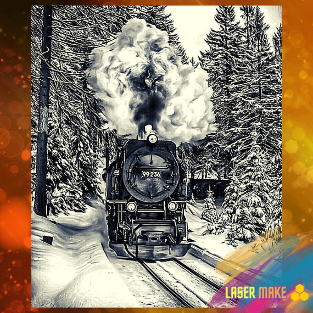 Digital Laser Cut File - Train- Laser-ready-file-glowforge - Fiber ...