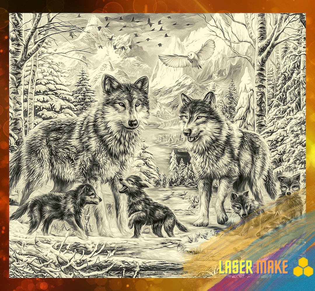 Digital Laser Cut File Wolves Laser-ready-file-glowforge Fiber Laser ...