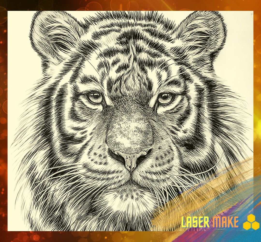 Digital Laser Cut File - Tiger - Laser-ready-file-glowforge - Fiber ...