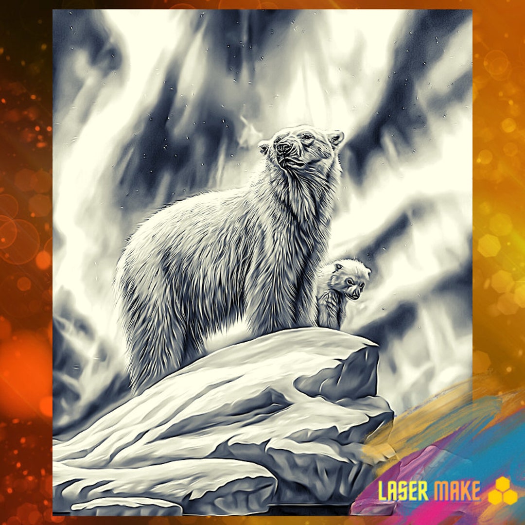 Digital Laser Cut File White Bear Laser-ready-file-glowforge Fiber ...