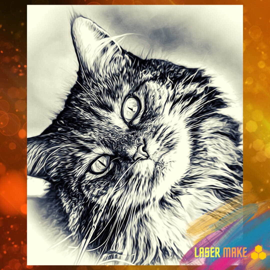 Digital Laser Cut File - Cat - Laser-ready-file-glowforge - Fiber Laser ...