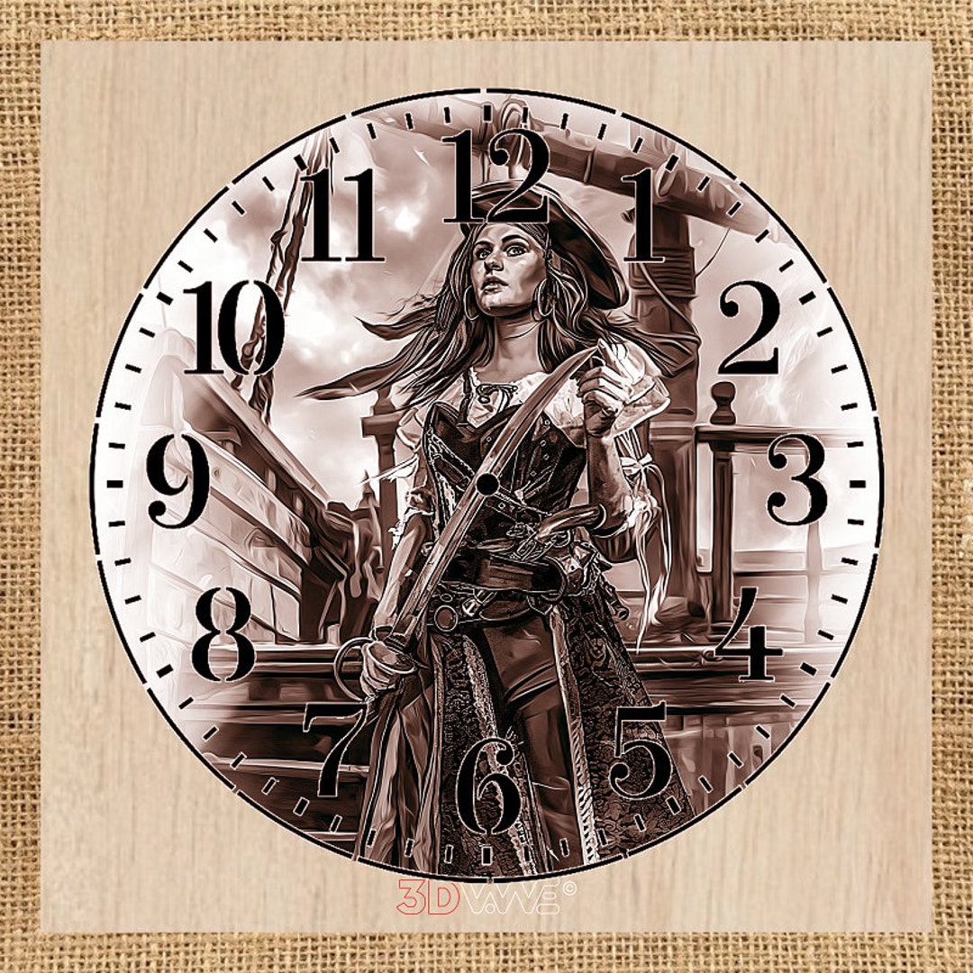 Digital Laser Cut File - Pirate Clock- Laser Cut Files for Glowforge ...