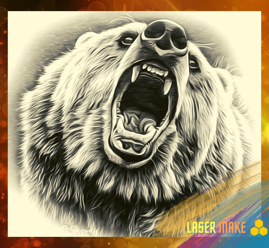 Digital Laser Cut File Bear Laser-ready-file-glowforge Fiber Laser File ...