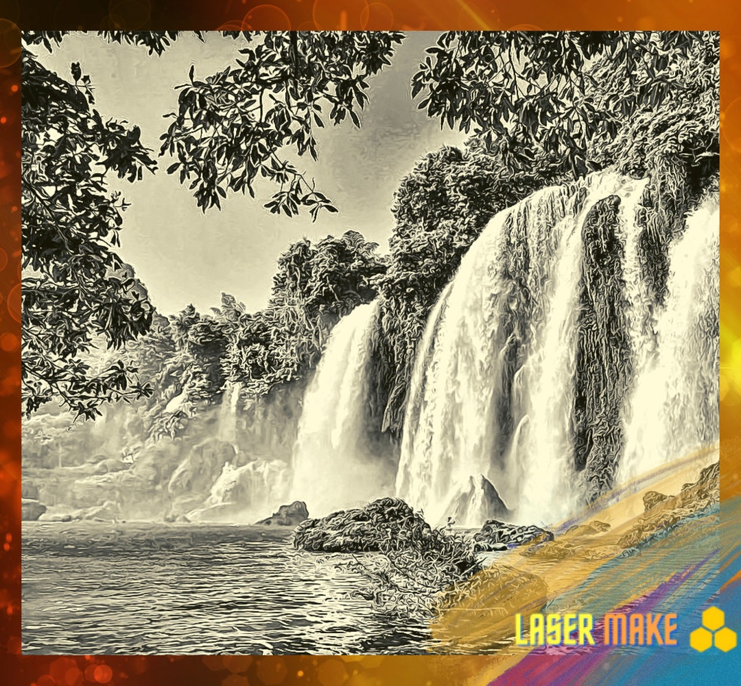 Digital Laser Cut File - Cascade - Laser-ready-file-glowforge - Fiber ...