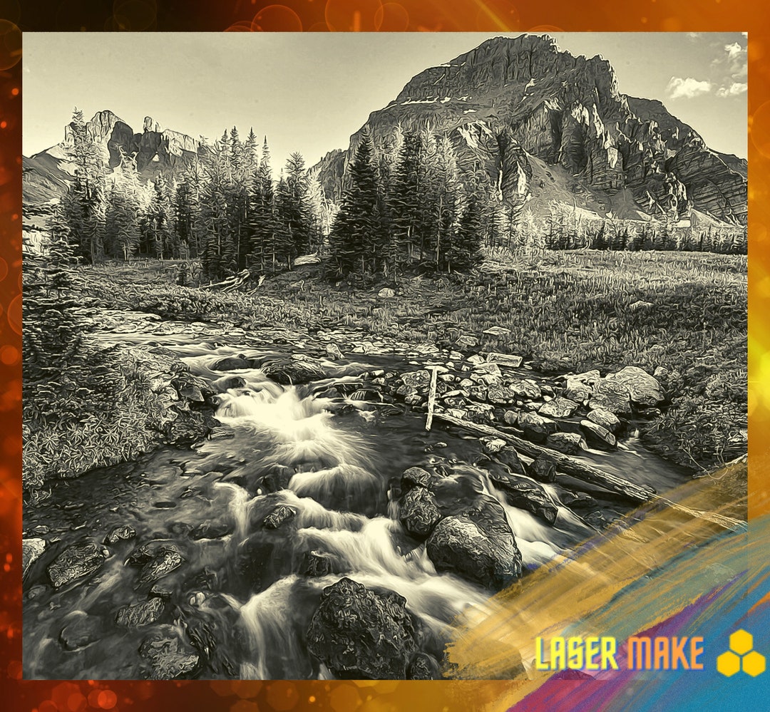 Digital Laser Cut File - Mountains - Laser-ready-file-glowforge - Fiber ...