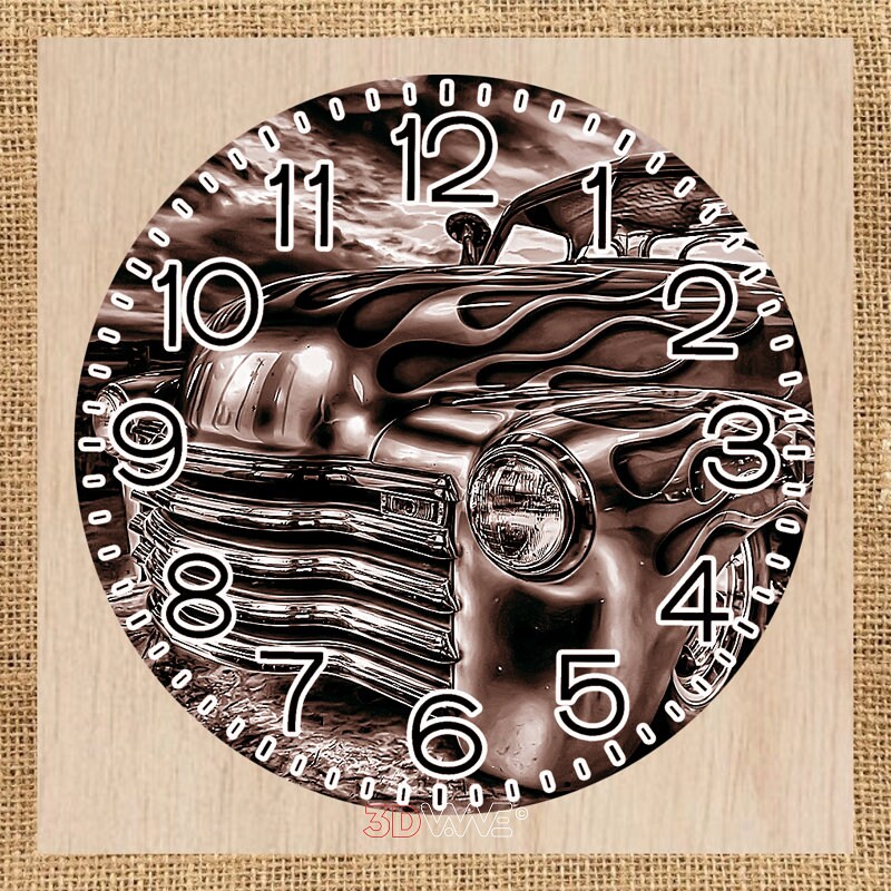 Digital Laser Cut File Clock Old Car Laser Cut Files for Glowforge , Laser Ready Files for ...