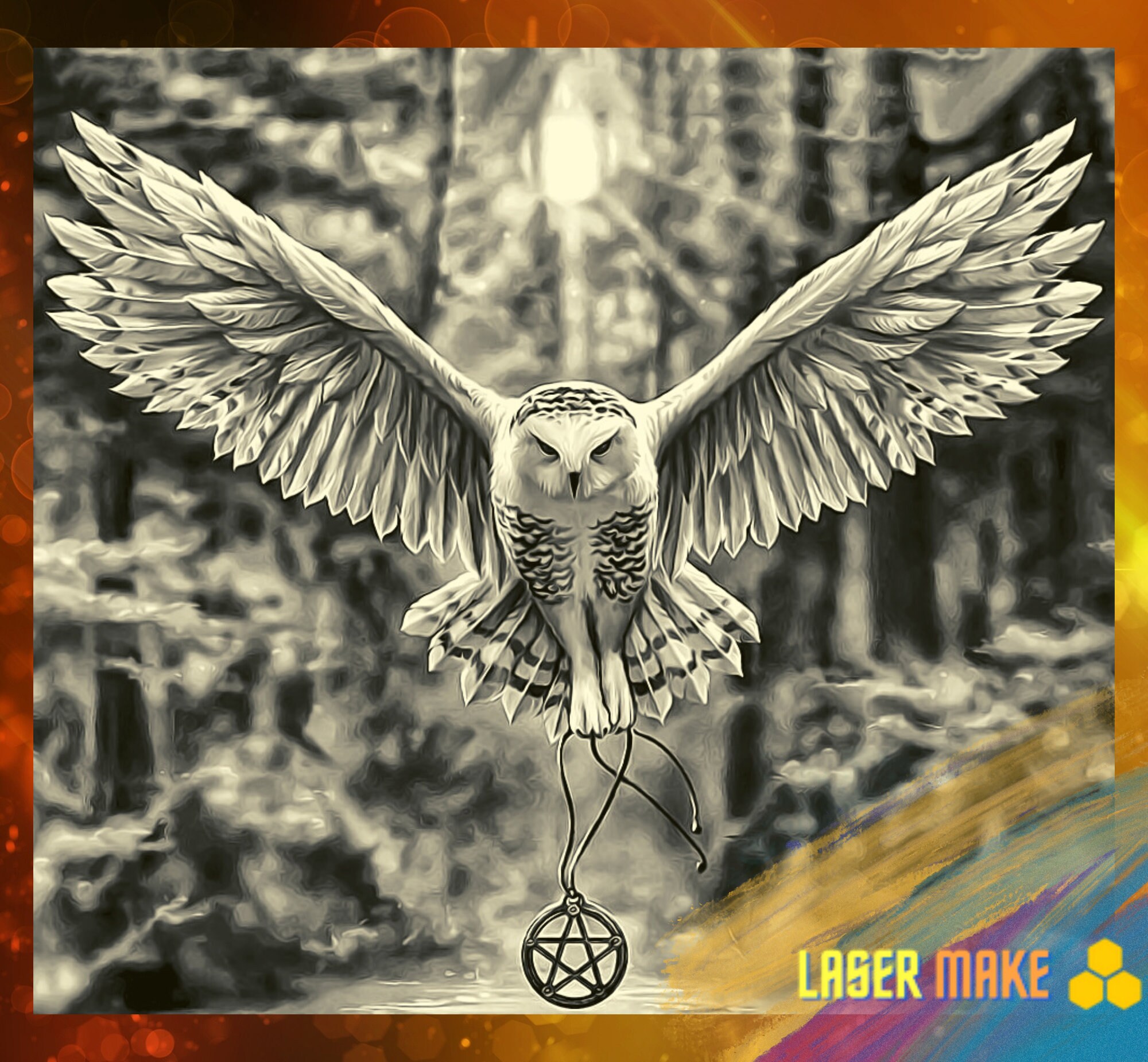 Digital Laser Cut File Owl Laser-ready-file-glowforge Fiber Laser File ...