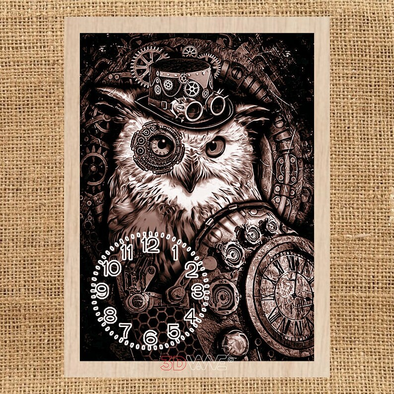 Digital Laser Cut File Steampunk Owl Clock Laser Cut Files - Etsy