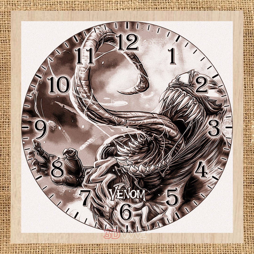 Digital Laser Cut File - Venom Clock - Laser-ready-file-glowforge ...