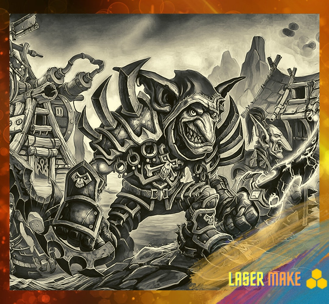 Digital Laser Cut File - Warcraft - Laser-ready-file-glowforge - Fiber Laser File - Pyroprinter ...