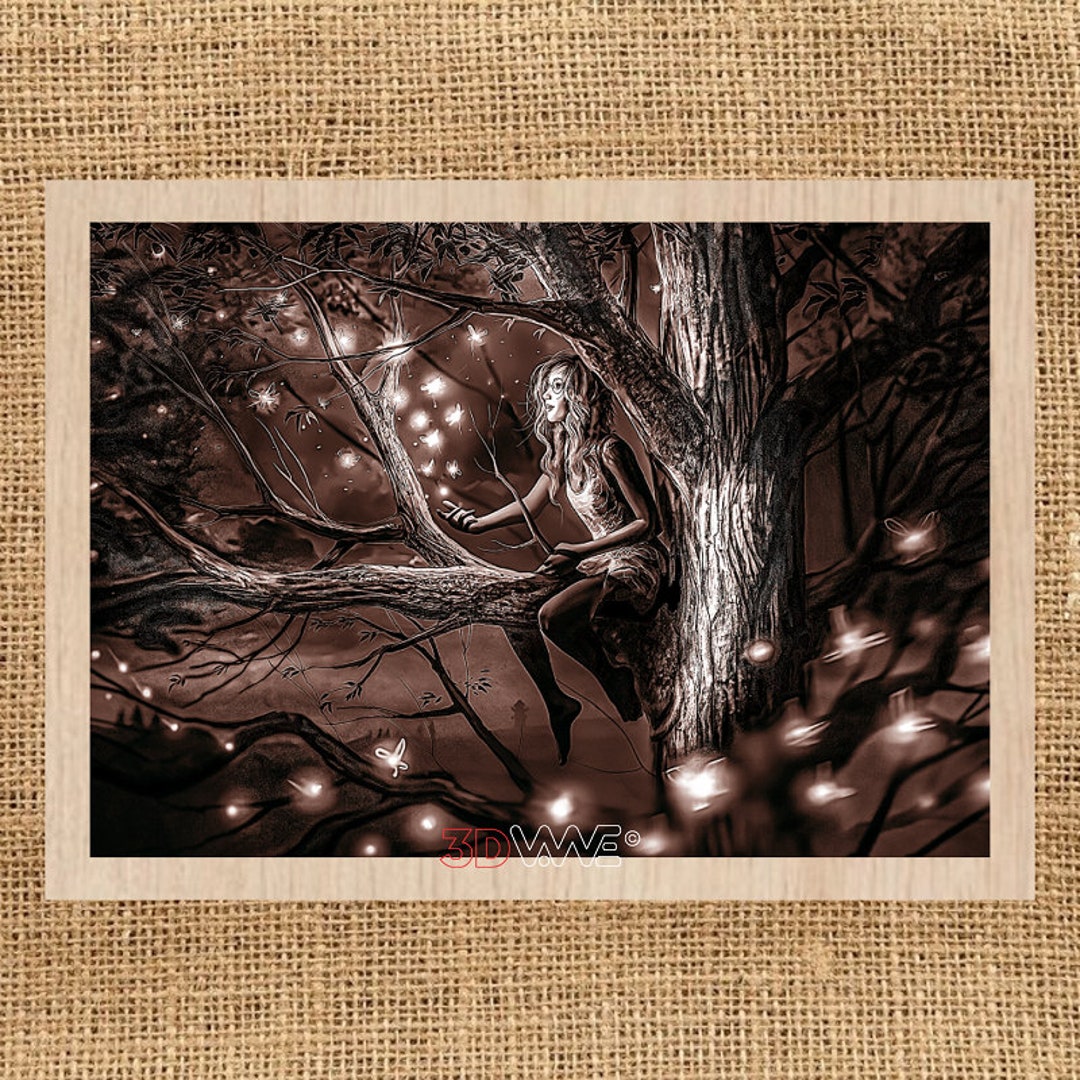 Digital Laser File - Girl and Fireflies - Laser-ready-file-glowforge ...