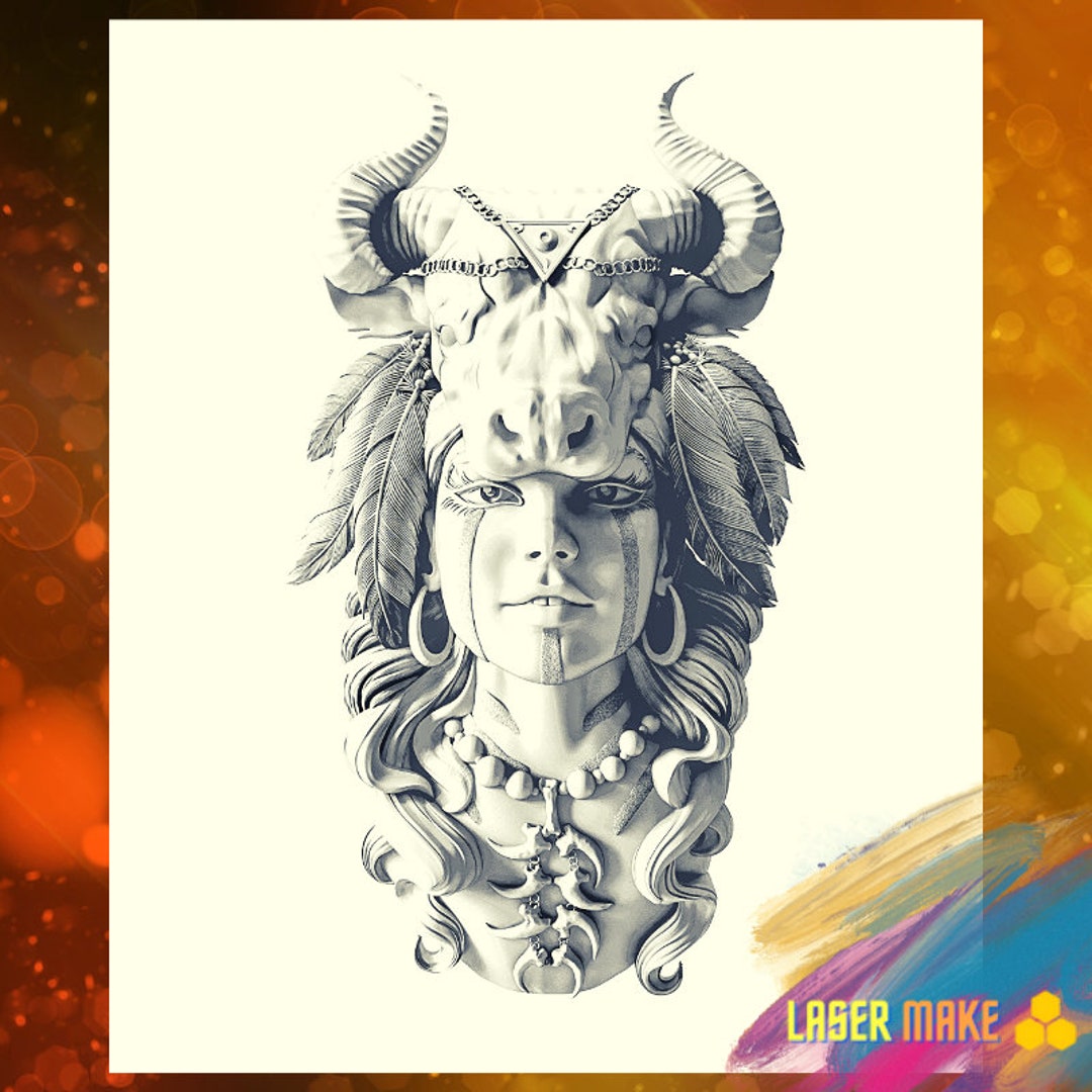 Digital Laser Cut File - American Indian - Laser-ready-file-glowforge ...