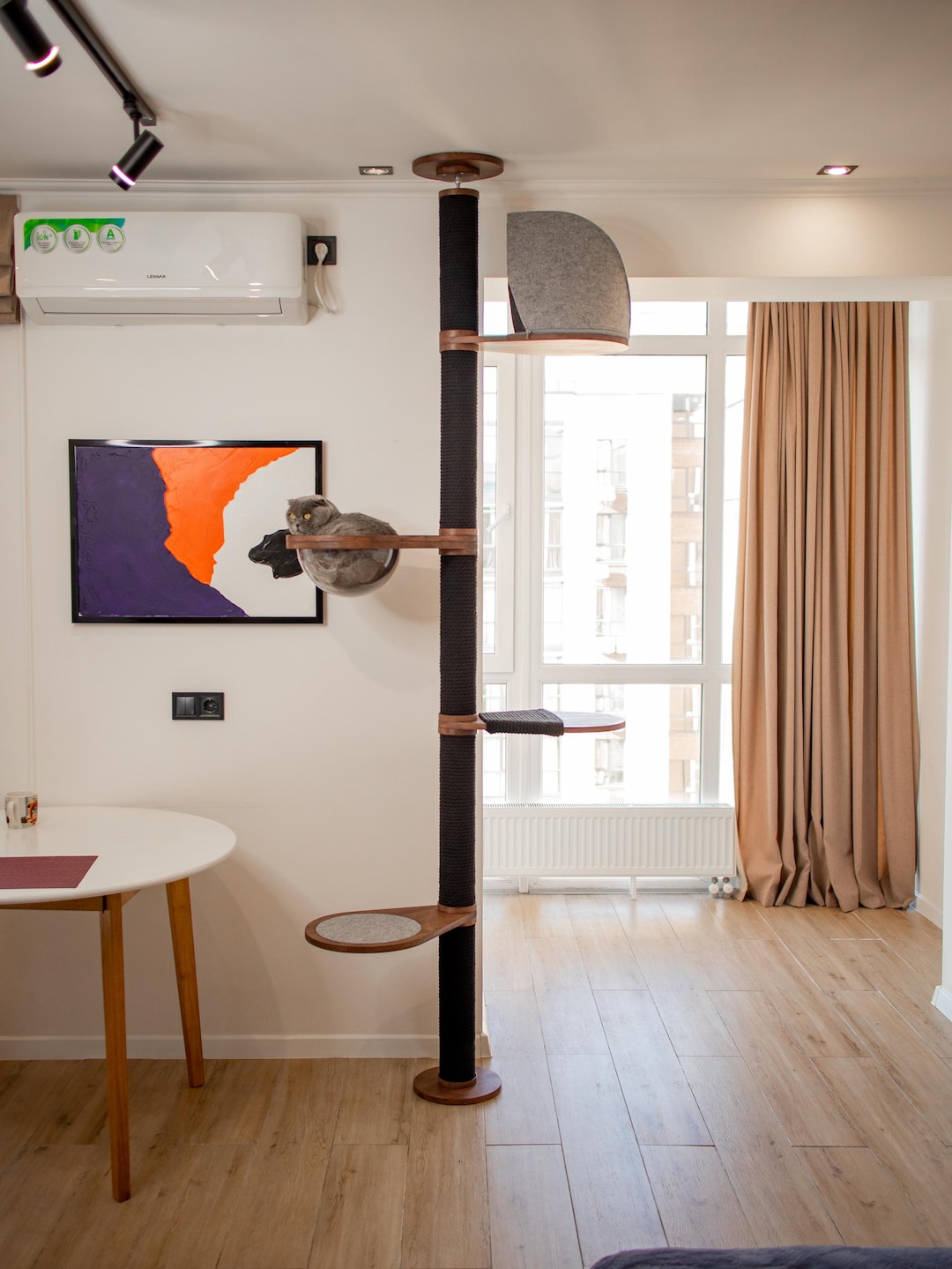 Floor to Ceiling Cat Tree, Wood Cat Tree, Tall Cat Tree, Cat Scratching ...