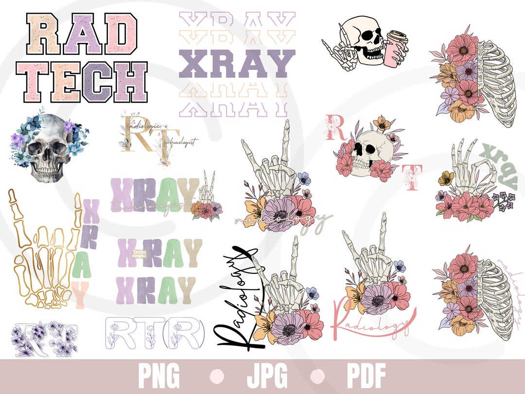 Rad Tech Shirt Graphic Spine Floral Skeleton RTR RT Bundle Digital ...