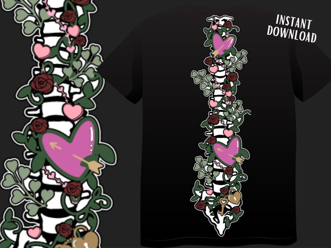 Rad Tech Spine Floral Heart Valentines Day, Xray Digital Download PNG ...