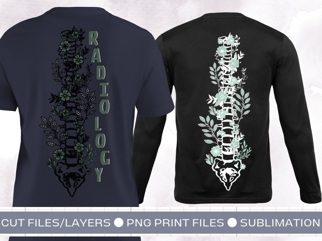 Rad Tech Spine Floral Skeleton Digital Download PNG Print File ...