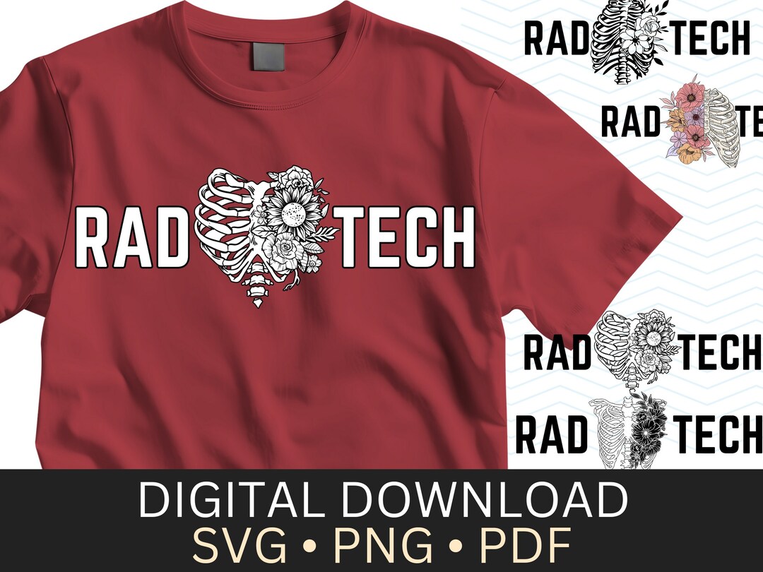 Rad Tech Spine / Rib Cage Floral Skeleton Digital Download Bundle SVG ...