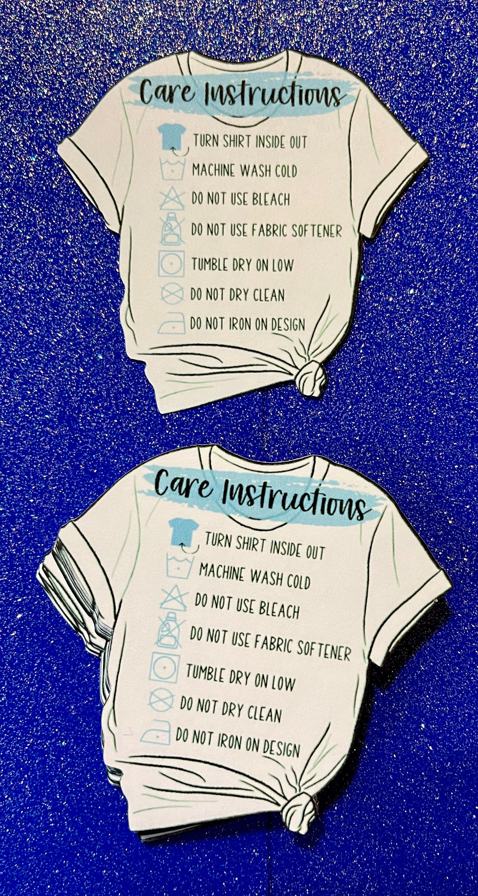 24 T-shirt Care Cards, Shirt Care Instructions, Shirt Tags, Bleached ...