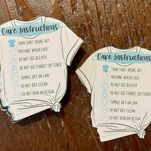 24 T-shirt Care Cards, Shirt Care Instructions, Shirt Tags, Bleached ...